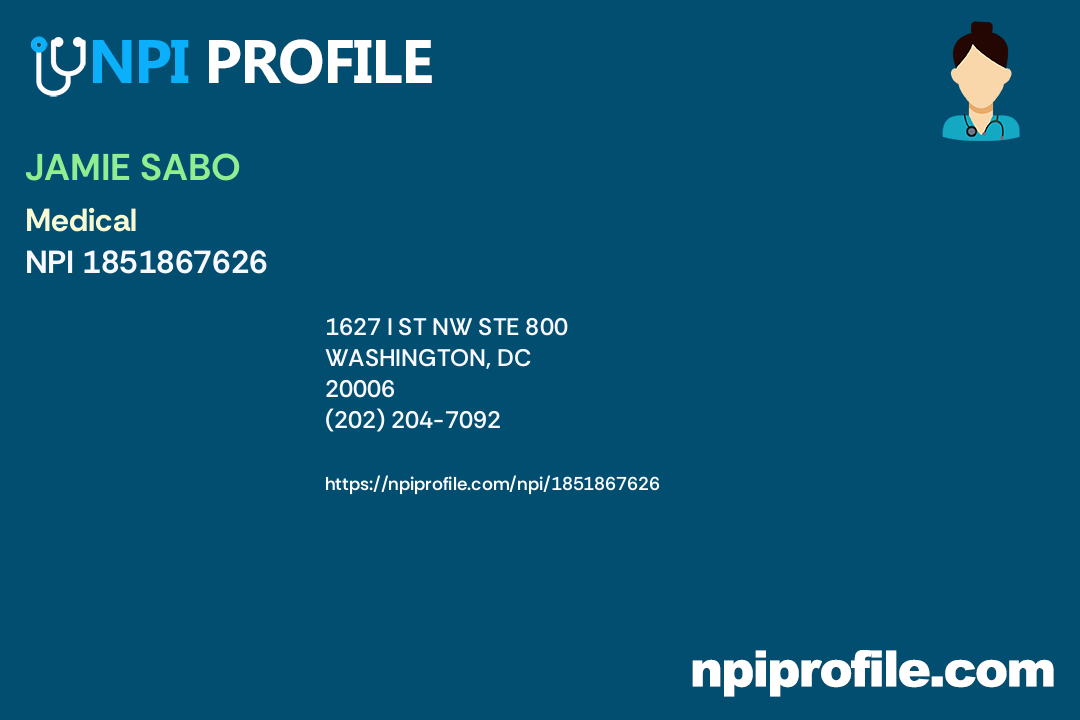 JAMIE SABO - NPI 1851867626 - Physician Assistant in Washington, DC