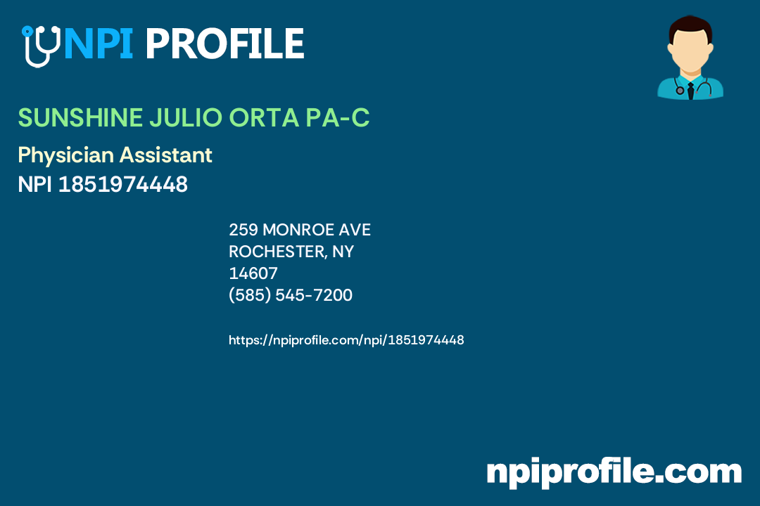 SUNSHINE JULIO ORTA PA-C - NPI 1851974448 - Physician Assistant in ...