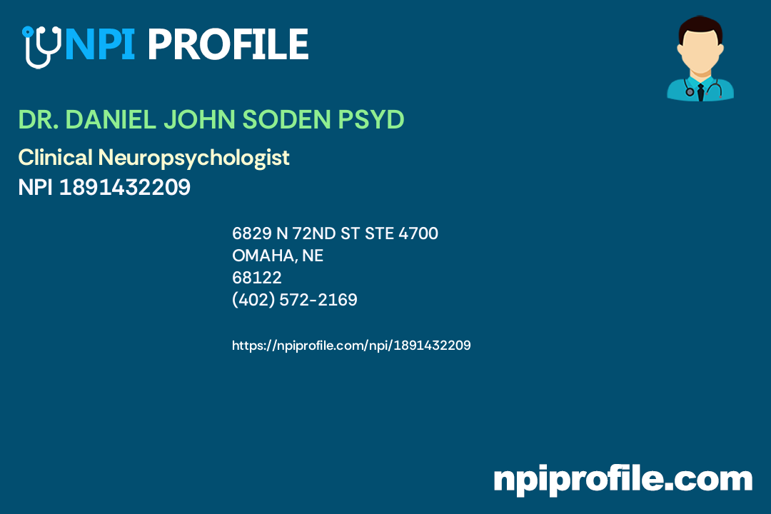 DR. DANIEL JOHN SODEN PSYD - NPI 1891432209 - Clinical ...