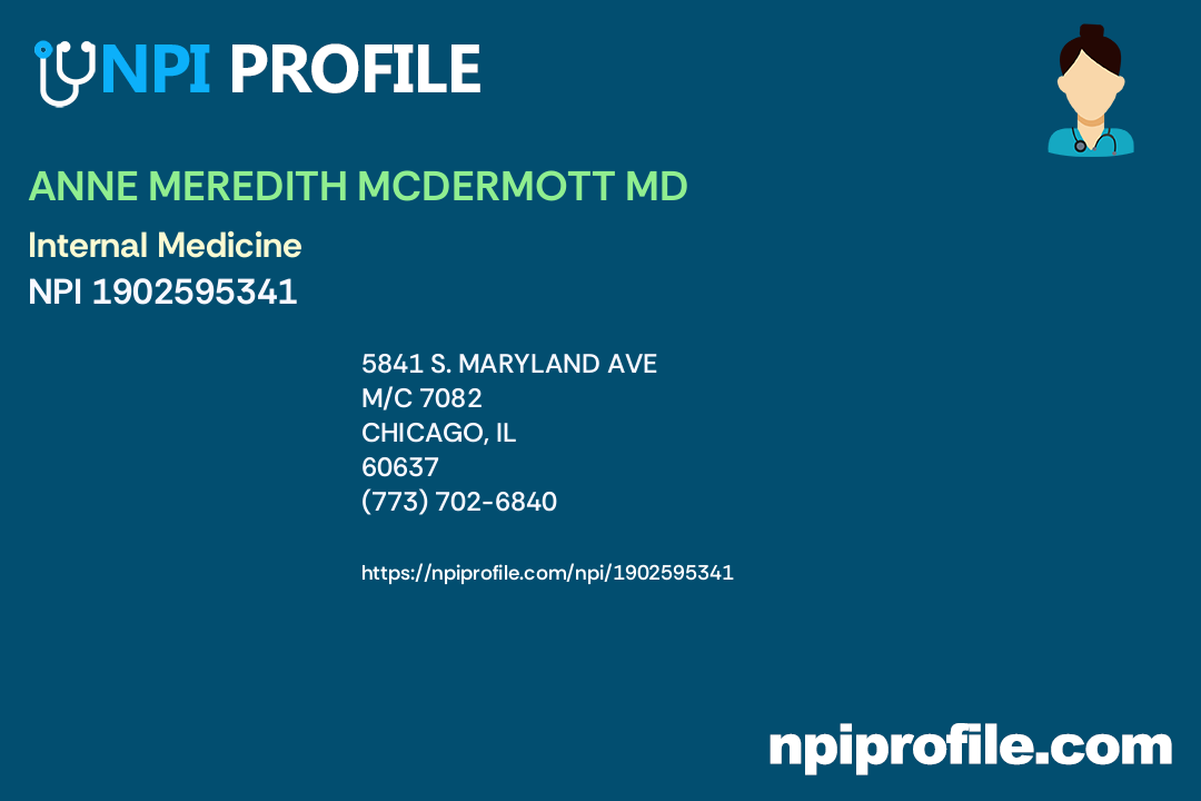 ANNE MEREDITH MCDERMOTT MD - NPI 1902595341 - Internal Medicine in ...