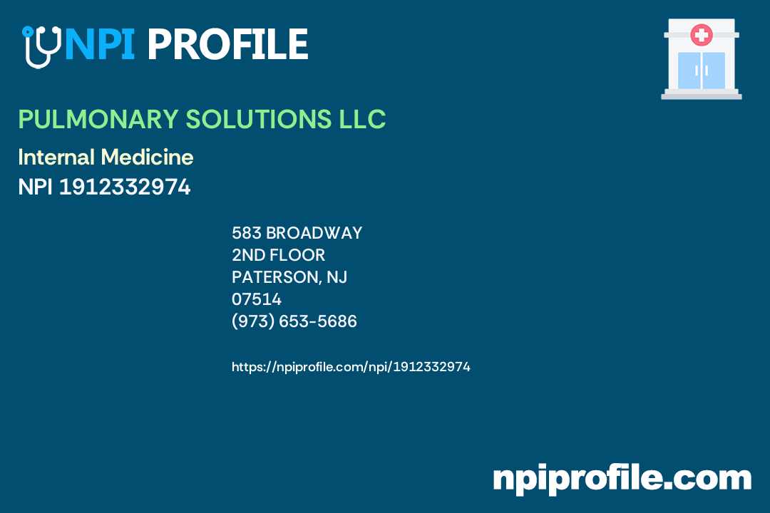 PULMONARY SOLUTIONS LLC - NPI 1912332974 - Internal Medicine in ...