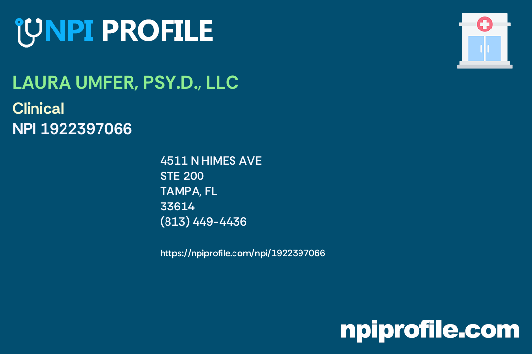 LAURA UMFER, PSY.D., LLC - NPI 1922397066 - Psychologist in Tampa, FL