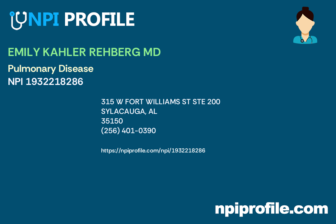 EMILY KAHLER REHBERG MD - NPI 1932218286 - Internal Medicine in ...