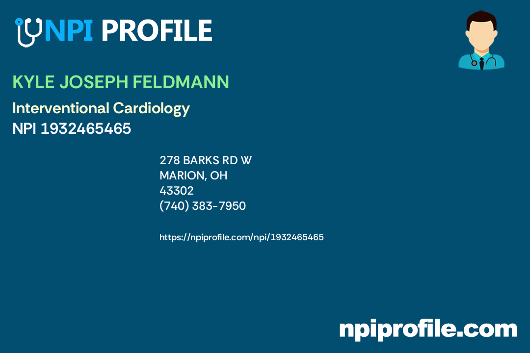 KYLE JOSEPH FELDMANN - NPI 1932465465 - Internal Medicine in Marion, OH