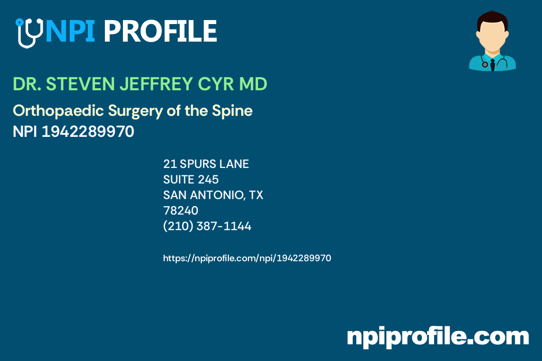 DR. STEVEN JEFFREY CYR MD - NPI 1942289970 - Orthopaedic Surgery in San ...