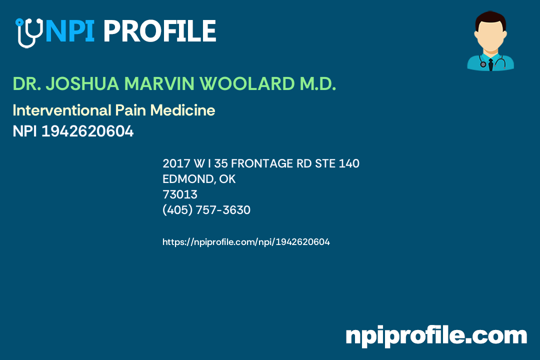 DR. JOSHUA MARVIN WOOLARD M.D. - NPI 1942620604 - Pain Medicine in ...