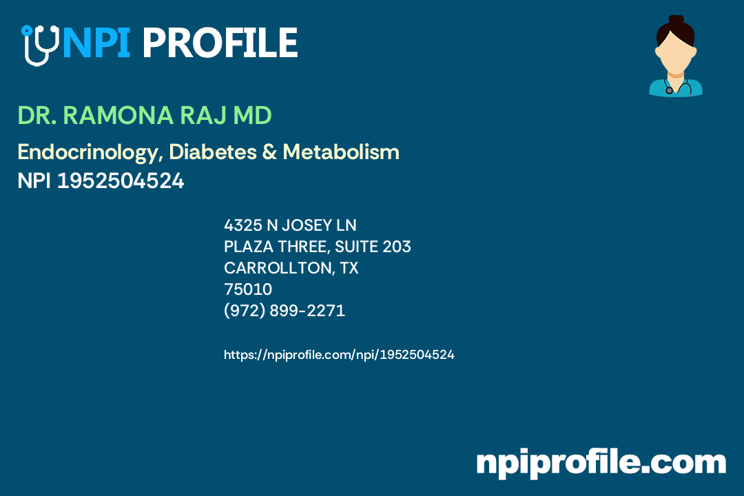 DR. RAMONA RAJ MD - NPI 1952504524 - Internal Medicine in Carrollton, TX