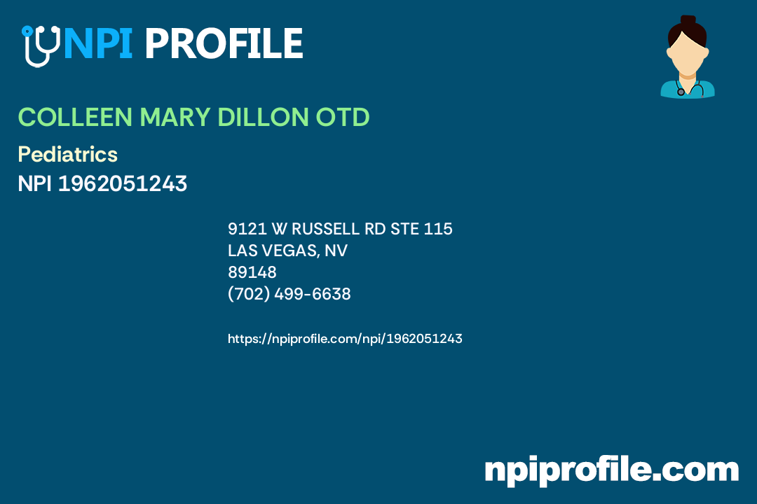 COLLEEN MARY DILLON OTD - NPI 1962051243 - Occupational Therapist in ...