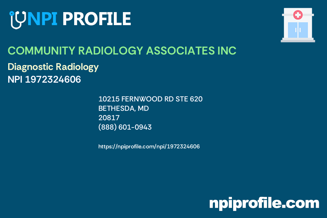 COMMUNITY RADIOLOGY ASSOCIATES INC - NPI 1972324606 - Radiology in ...