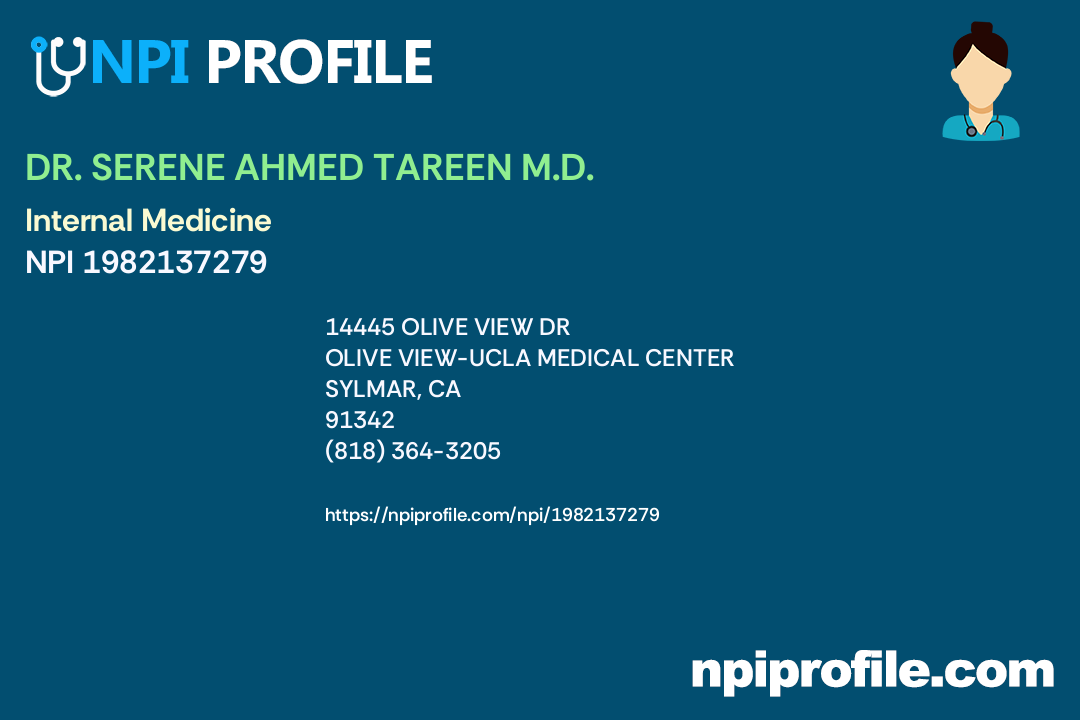DR. SERENE AHMED TAREEN M.D. - NPI 1982137279 - Internal Medicine in ...